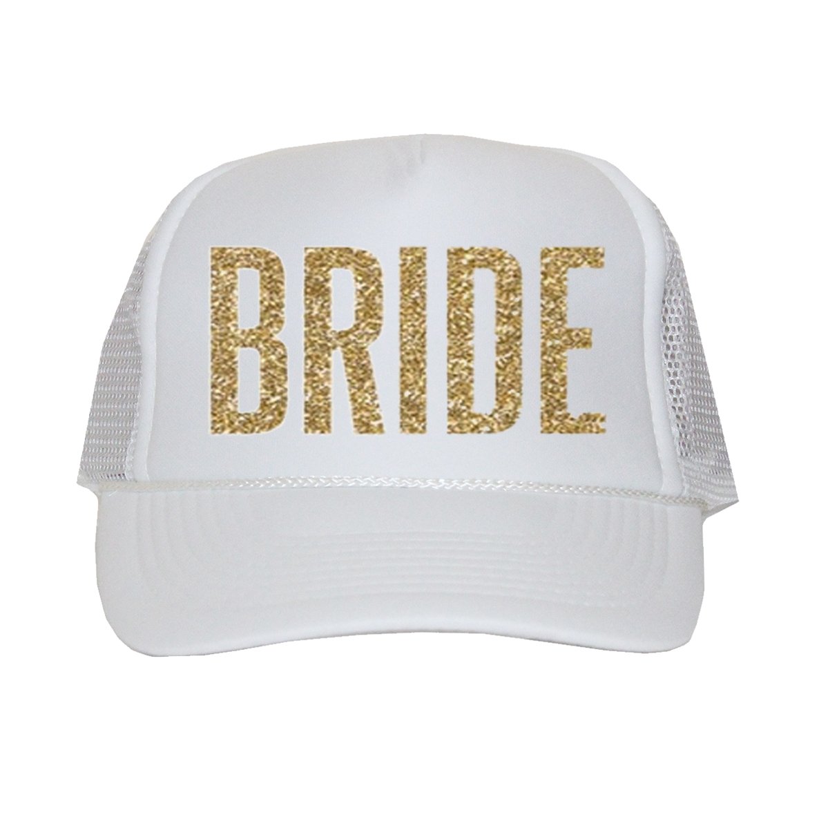 Classy Bride Bride Trucker Hat (White and Gold Glitter)