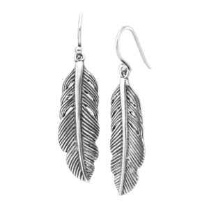 silpada 'etched feather' drop earrings in sterling silver