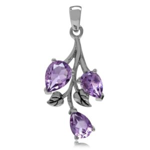 silvershake 2.28ct. natural amethyst 925 sterling silver leaf pendant