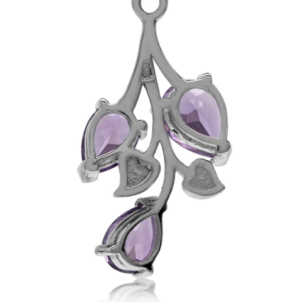 Silvershake 2.28ct. Natural Amethyst 925 Sterling Silver Leaf Pendant