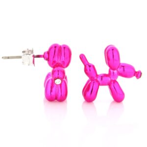 LAONATO Balloon Dog Stud Earrings (Pink)