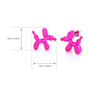 LAONATO Balloon Dog Stud Earrings (Pink)