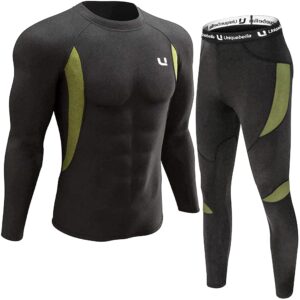 uniquebella men's thermal underwear sets top & long johns fleece sweat quick drying thermo base layer black