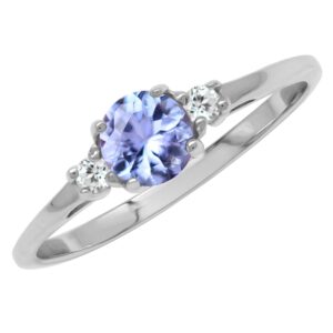 silvershake petite genuine tanzanite and white topaz 925 sterling silver promise ring size 7