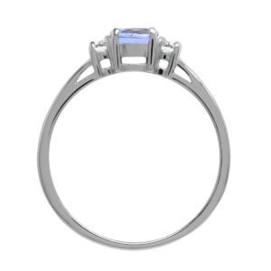 Silvershake Petite Genuine Tanzanite and White Topaz 925 Sterling Silver Promise Ring Size 7