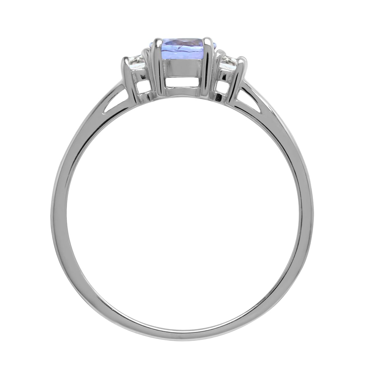 Silvershake Petite Genuine Tanzanite and White Topaz 925 Sterling Silver Promise Ring Size 7