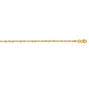 Ritastephens 14k Gold Yellow and White Two Tone Singapore Chain Necklace 1.35 mm 20 Inches