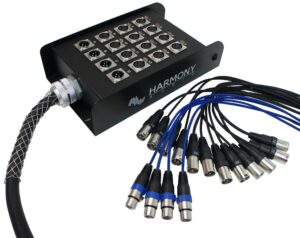 harmony audio ha-sb1650 pro stage xlr snake cable box 16 channel - 50 feet (12 send, 4 returns)