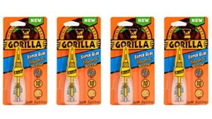 gorilla super glue with brush & nozzle applicator, 10 gram, clear, (pack of 4)