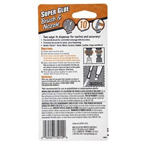 Gorilla Super Glue with Brush & Nozzle Applicator, 10 Gram, Clear, (Pack of 4)