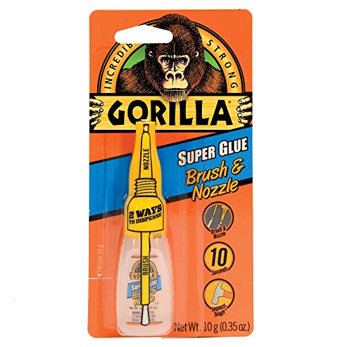 Gorilla Super Glue with Brush & Nozzle Applicator, 10 Gram, Clear, (Pack of 4)