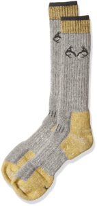 realtree men's merino uplander boot socks, grey, medium