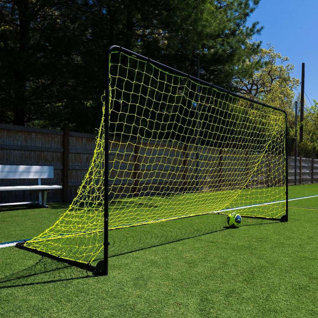 Franklin Sports Premier Steel Soccer Goal - Folding Backyard Soccer Goal with All Weather Net - Kids Backyard Soccer Net - Easy Assembly - 12'x6' - Black