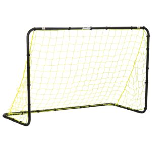 franklin sports competition soccer goal - steel backyard soccer goal with all weather net - includes 6 ground stakes - 6'x4' soccer goal - black