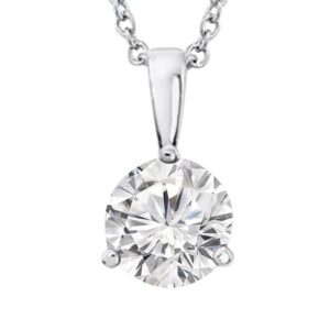 0.5 carat 14k white gold round diamond 3 prong solitaire pendant necklace j color i2 clarity