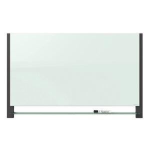 quartet glass whiteboard, magnetic dry erase white board, 50" x 28", wide format with invisible mount, black aluminum frame, evoque (g5028ba)