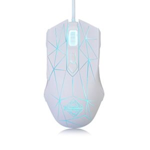 FIRSTBLOOD ONLY GAME. AJ52 Watcher RGB Gaming Mouse, Programmable 7 Buttons, Ergonomic LED Backlit USB Gamer Mice Computer Laptop PC, for Windows Mac Linux OS, Star White