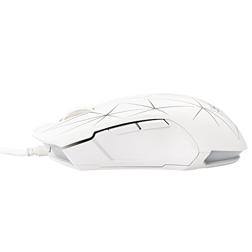 FIRSTBLOOD ONLY GAME. AJ52 Watcher RGB Gaming Mouse, Programmable 7 Buttons, Ergonomic LED Backlit USB Gamer Mice Computer Laptop PC, for Windows Mac Linux OS, Star White