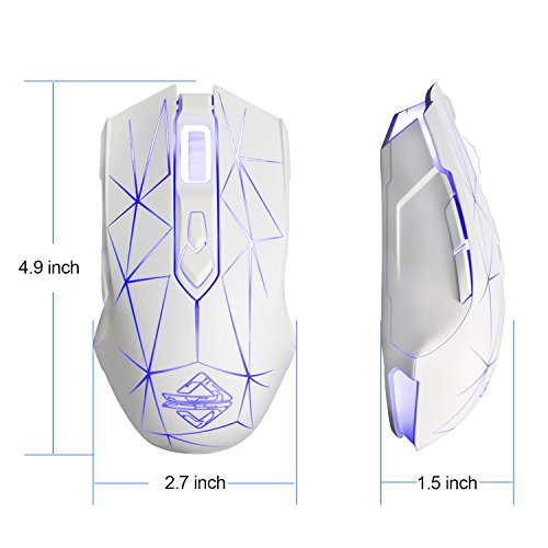 FIRSTBLOOD ONLY GAME. AJ52 Watcher RGB Gaming Mouse, Programmable 7 Buttons, Ergonomic LED Backlit USB Gamer Mice Computer Laptop PC, for Windows Mac Linux OS, Star White