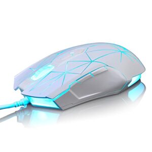 FIRSTBLOOD ONLY GAME. AJ52 Watcher RGB Gaming Mouse, Programmable 7 Buttons, Ergonomic LED Backlit USB Gamer Mice Computer Laptop PC, for Windows Mac Linux OS, Star White