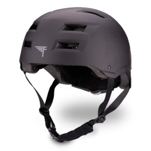 flybar bike helmet- multi sport dual certified adjustable dial, skateboard helmet, roller skating, pogo, electric scooter, snowboard, boys and girls kids- adults helmets (blk,l-xl)