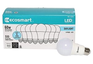 ecosmart 8-pack a19 - 60 watt equivalent daylight (5000k) led light bulb