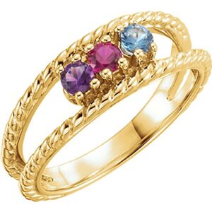 Family Mothers Ring 2 to 8 Birthstones 10k White or Yellow or Rose Gold