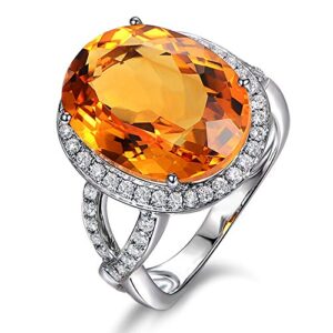 amazing citrine gemstone diamond solid 14k white gold twist shank halo promise wedding engagement ring set