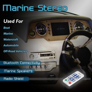 Pyle Marine Stereo Receiver Speaker Kit - In-Dash LCD Digital Console Built-in Bluetooth & Microphone 6.5” Waterproof Speakers (4) w/ MP3/USB/SD/AUX/FM Radio Reader & Remote Control -PLCDBT85MRW