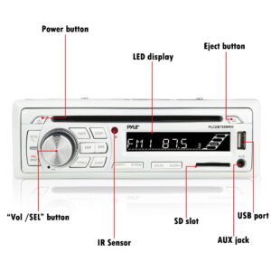 Pyle Marine Stereo Receiver Speaker Kit - In-Dash LCD Digital Console Built-in Bluetooth & Microphone 6.5” Waterproof Speakers (4) w/ MP3/USB/SD/AUX/FM Radio Reader & Remote Control -PLCDBT85MRW