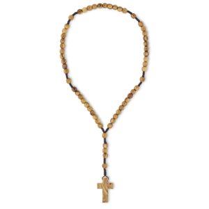 MIZZE Made for Luck TWO (2) AUTHENTIC Wooden Catholic Rosaries, Rosary Beads (Rosarios Catolicos) Necklace from Bethlehem Olive Wood Christian Prayer Beads - in Natural Cotton Rosary Pouch