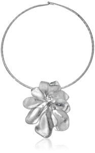 robert lee morris "femme petal" sculptural flower wire collar silver pendant necklace