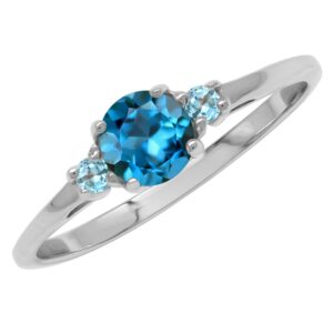 silvershake petite genuine london blue and swiss blue topaz white gold plated 925 sterling silver ring size 5.5