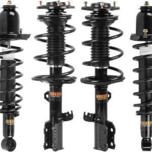 OREDY 4PCS Front Rear Struts Assembly w/Coil Spring Replacement for 2003-2008 Toyota Corolla Excl. XRS - 172114 172115 171373