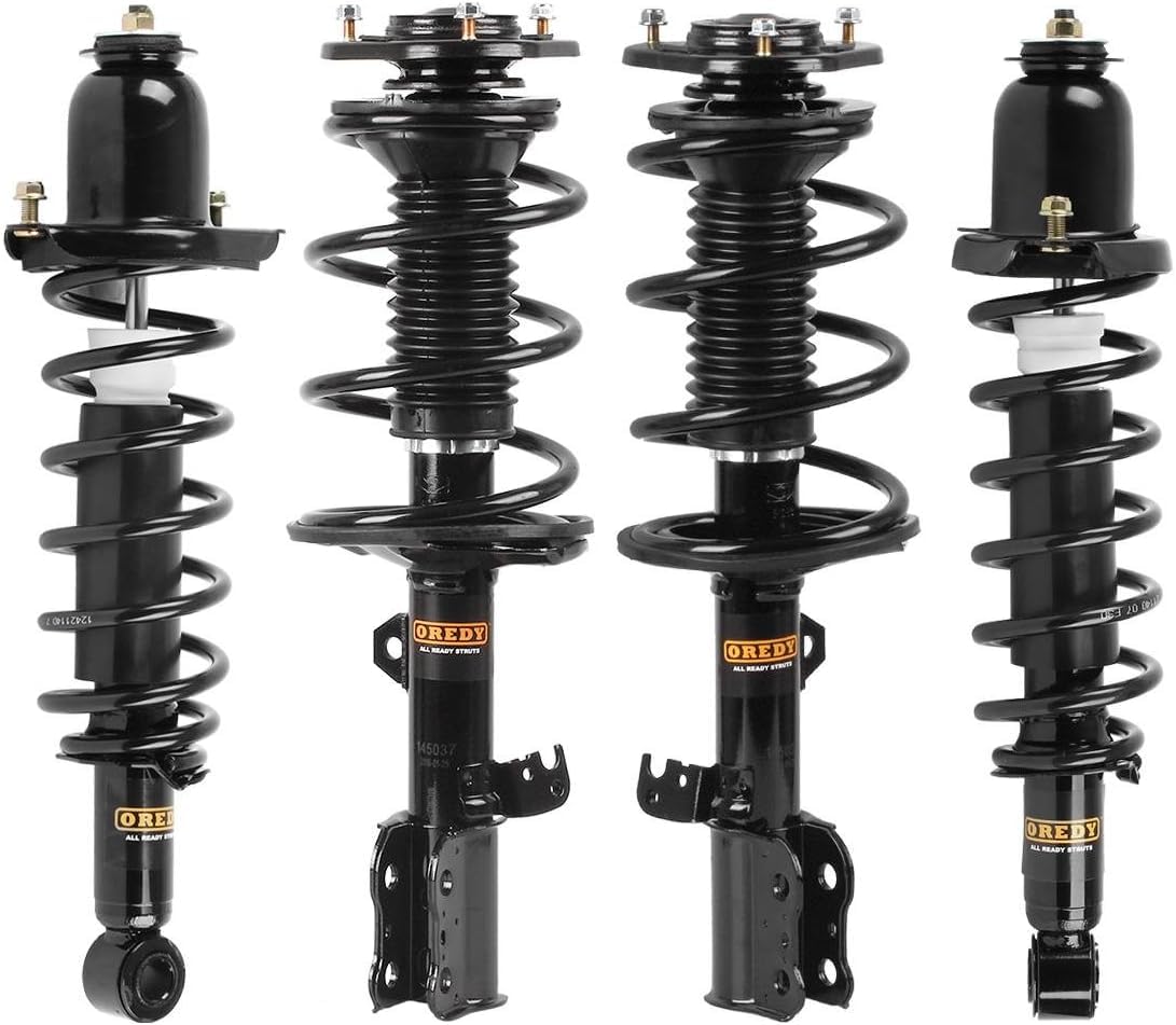 OREDY 4PCS Front Rear Struts Assembly w/Coil Spring Replacement for 2003-2008 Toyota Corolla Excl. XRS - 172114 172115 171373