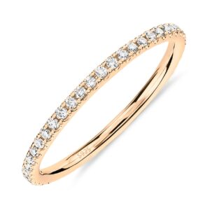 pavoi 14k yellow gold plated 925 sterling silver stackable cz ring for women | thin band for stacking | simulated diamond eternity wedding band | size 7