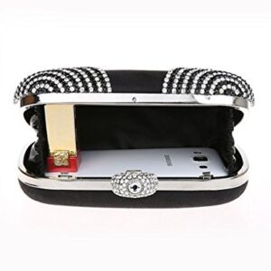 Snowskite Women's Shiny Crystal Rhinestone Formal Evening Ring Clutch Bag Black