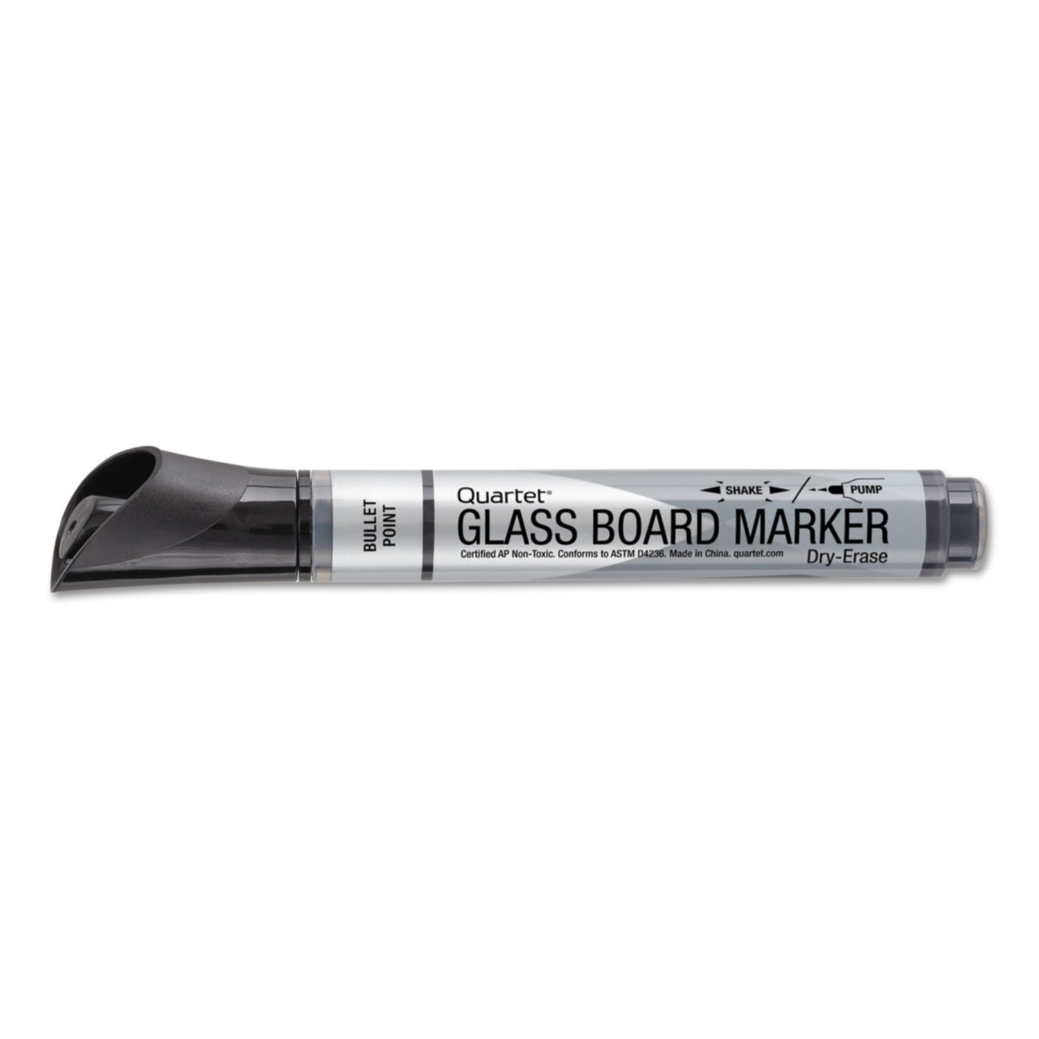 Quartet Premium Glass Board Dry Erase Marker, Bullet Tip, Black