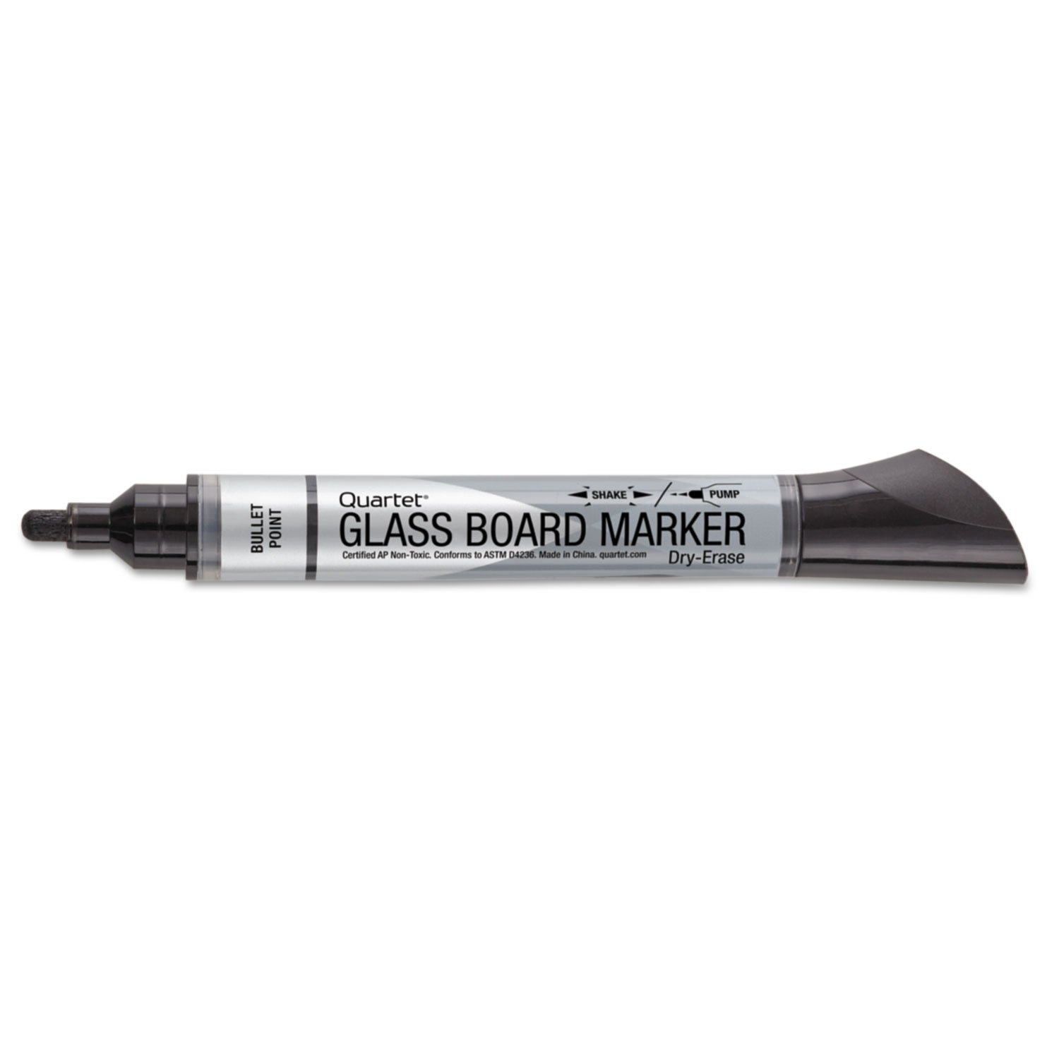 Quartet Premium Glass Board Dry Erase Marker, Bullet Tip, Black