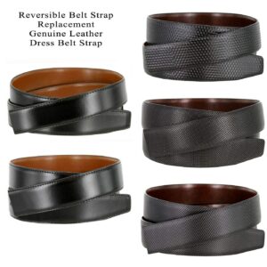 160502 Reversible Belt Strap Replacement Genuine Leather Dress Belt Strap, 1-1/8" (30mm) Wide (Black/Tan, 36)