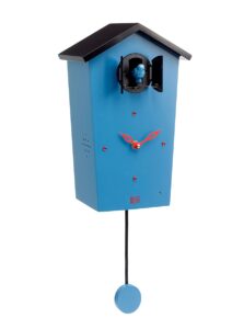 kookoo birdhouse blue, modern design cuckoo clock with 12 natural bird voices or cuckoo call