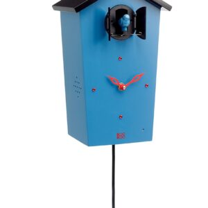 KOOKOO BirdHouse Blue, modern design cuckoo clock with 12 natural bird voices or cuckoo call