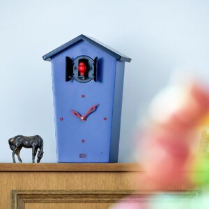 KOOKOO BirdHouse Blue, modern design cuckoo clock with 12 natural bird voices or cuckoo call