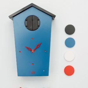 KOOKOO BirdHouse Blue, modern design cuckoo clock with 12 natural bird voices or cuckoo call