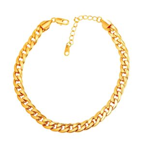 u7 barefoot jewelry 18k gold plated cuban chain anklet women/men foot bracelet, 22-27 cm long