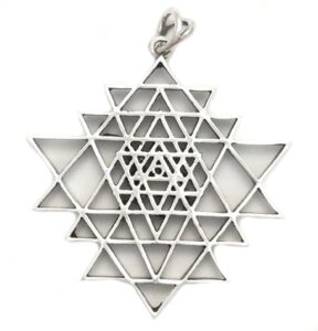 sri yantra symbol sterling silver pendant