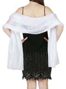 world of shawls silky iridescent wrap stole shawl for weddings bridal bridesmaids evening wear prom & parties (white)