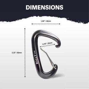 RALLT Wire Gate Carabiners - 12kN (2697lb) Snag-free Heavy Duty Carabiner Clip for Hiking, Hammock & Backpacking - Made with Lightweight, No Rust Aluminum Material- Camping Accessories (Black, 2 Pack)