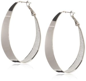 guess large oval glitter silver hoop earrings