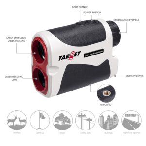 Target Golf Laser Rangefinder - Scope 5-1600 Yards, Multifunction 6X Slope Angle, Distance, Height Measurer Adjustable Focus Range Finder with Carrying Case